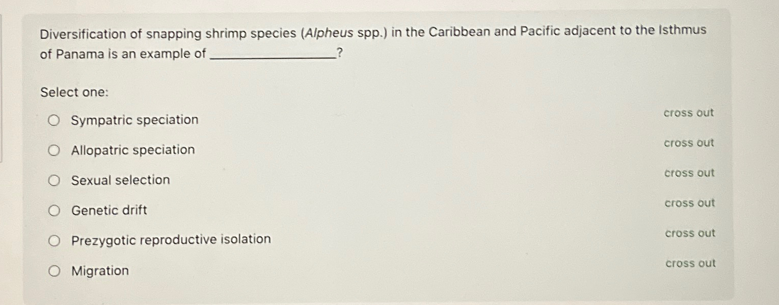Solved Diversification of snapping shrimp species (Alpheus | Chegg.com