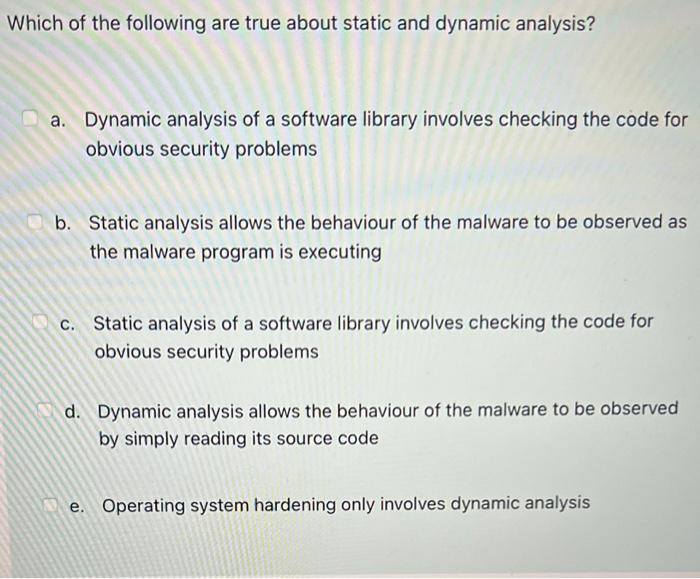 Solved Which of the following are true about static and | Chegg.com