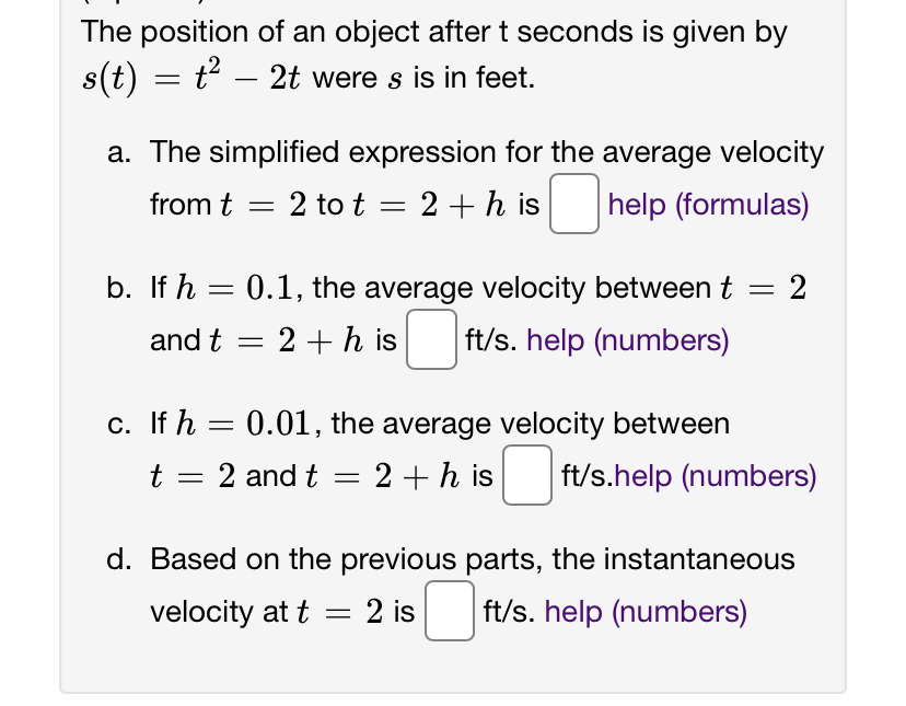 Solved The position of an object after t ﻿seconds is given | Chegg.com