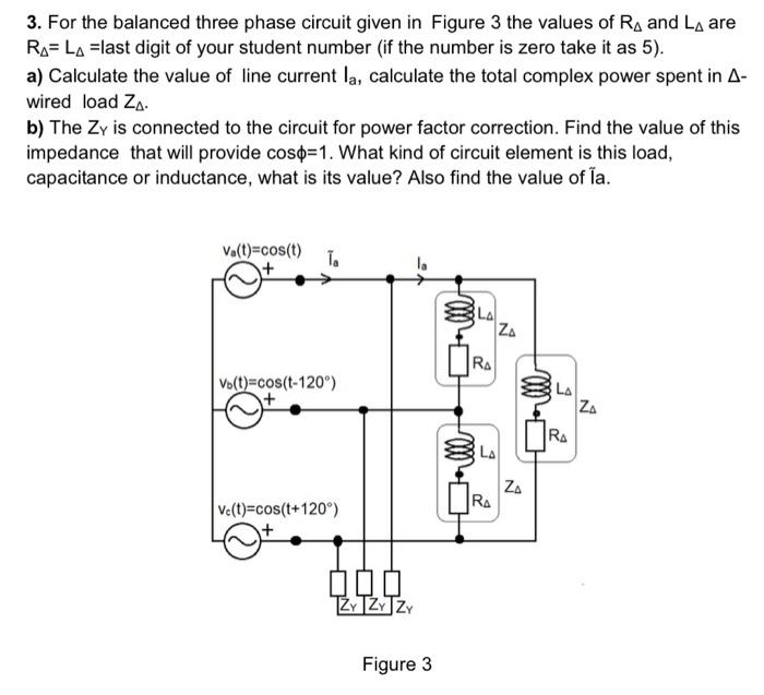 Solved 3. For the balanced three phase circuit given in | Chegg.com