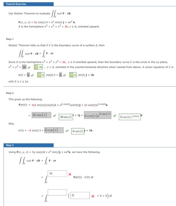 Solved Tutorial Exercise Use Stokes Theorem To Evaluate 0877