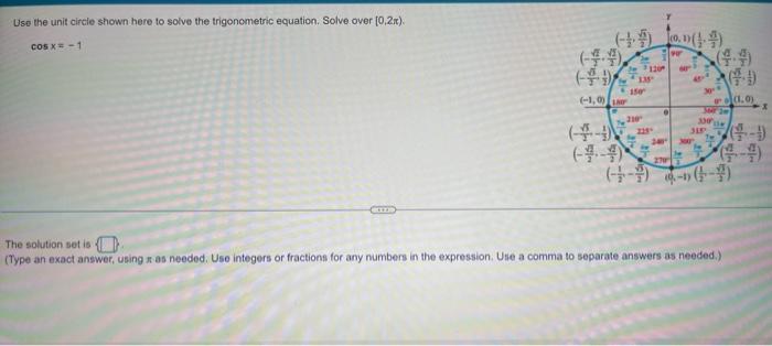 Solved Use the unit circle shown here to solve the | Chegg.com