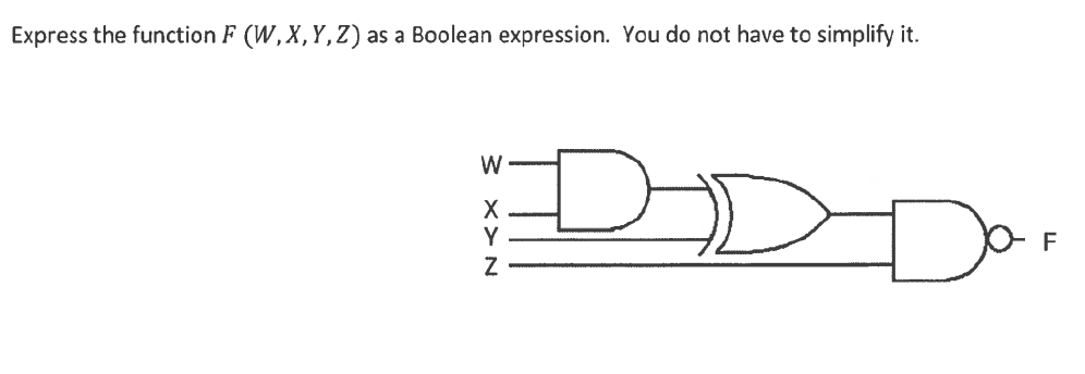 Solved Express the function F(W,x,Y,Z) ﻿as a Boolean | Chegg.com