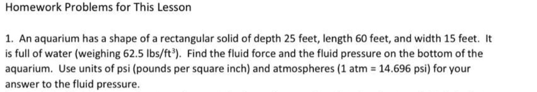 Solved Homework Problems for This LessonAn aquarium has a | Chegg.com