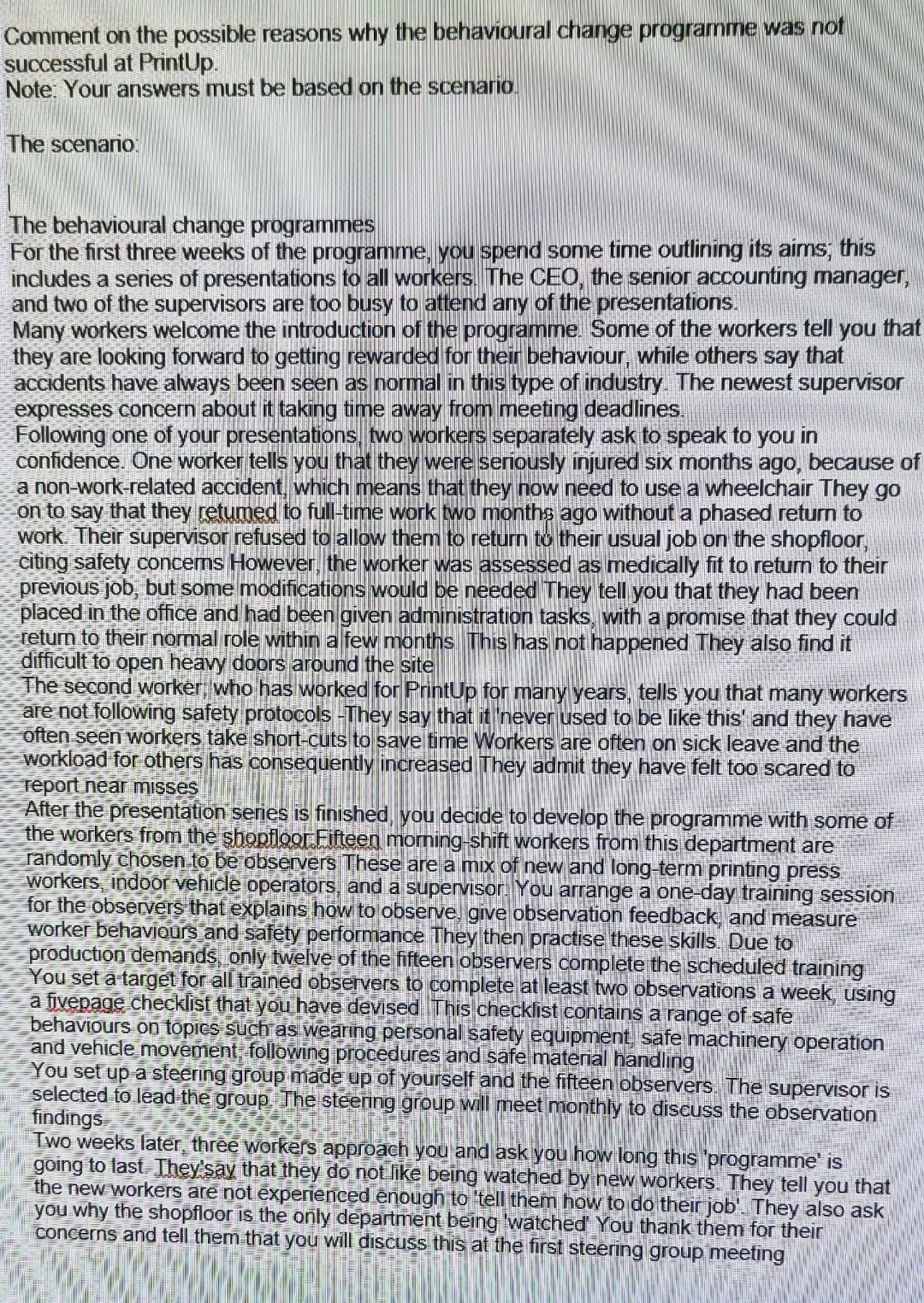 Solved Comment on the possible reasons why the behavioural | Chegg.com