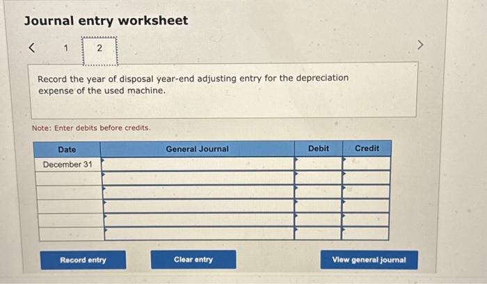 Solved Journal entry worksheet Record the purchase of a used | Chegg.com