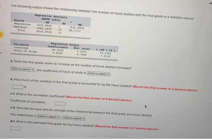 Solved H The following output shows the relationship between | Chegg.com