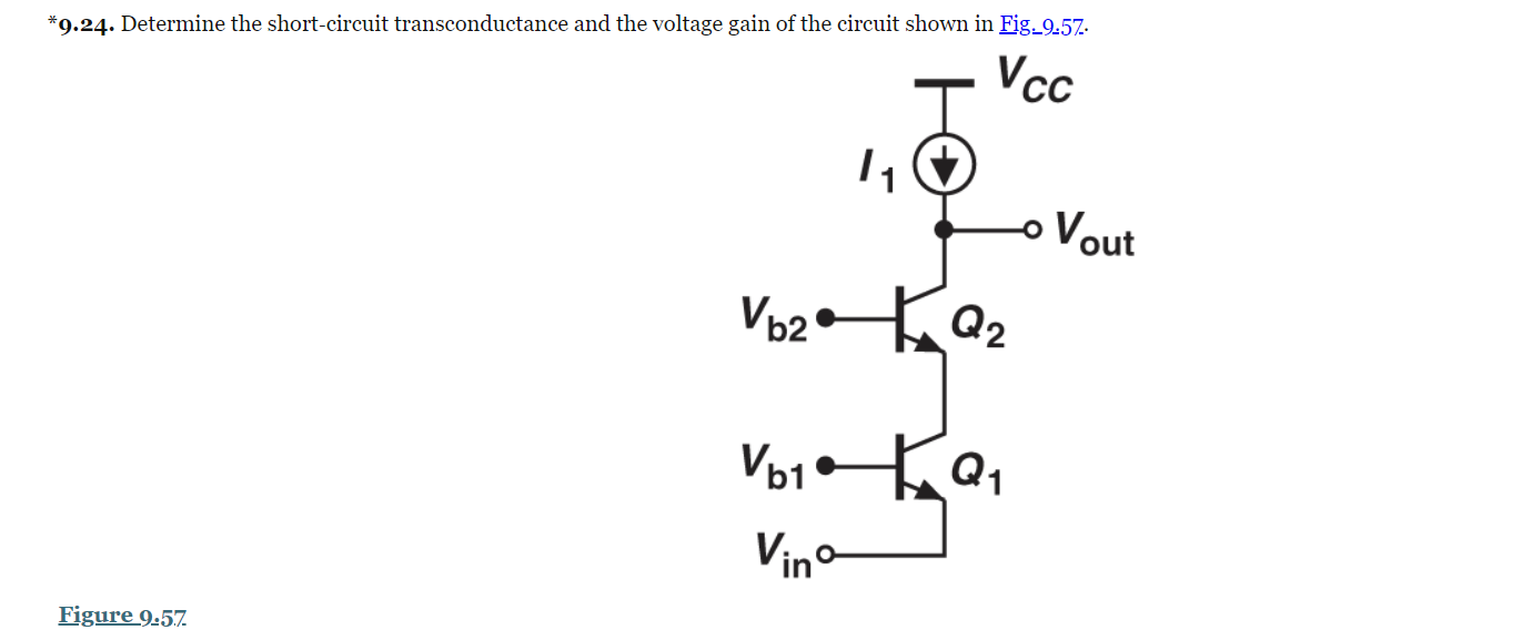 Solved *9.24. ﻿Determine the short-circuit transconductance | Chegg.com