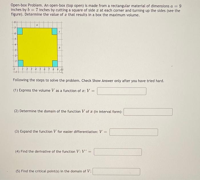 Solved Open-box Problem. An open-box (top open) is made from | Chegg.com