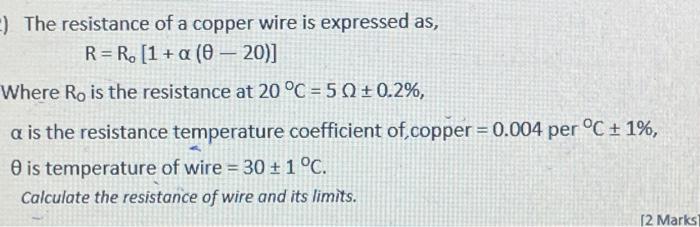 The resistance of a copper wire is expressed as, R=R. | Chegg.com