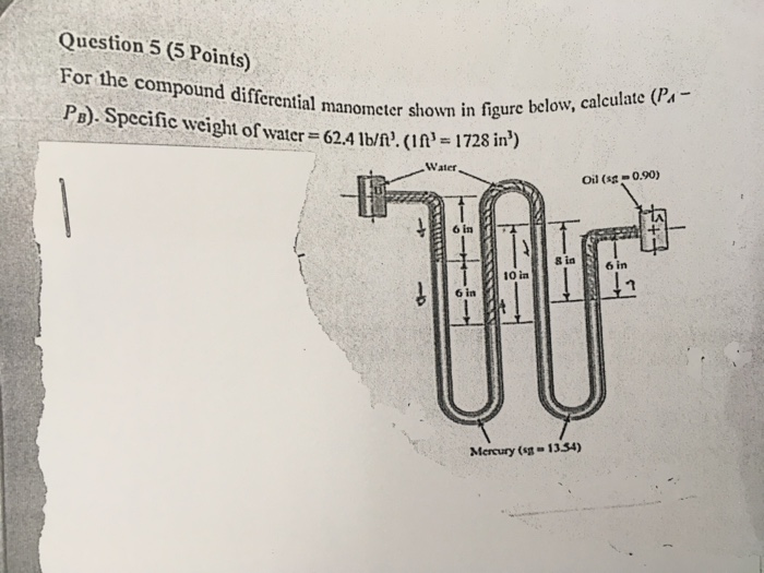 Solved For the compound differential manometer shown in | Chegg.com
