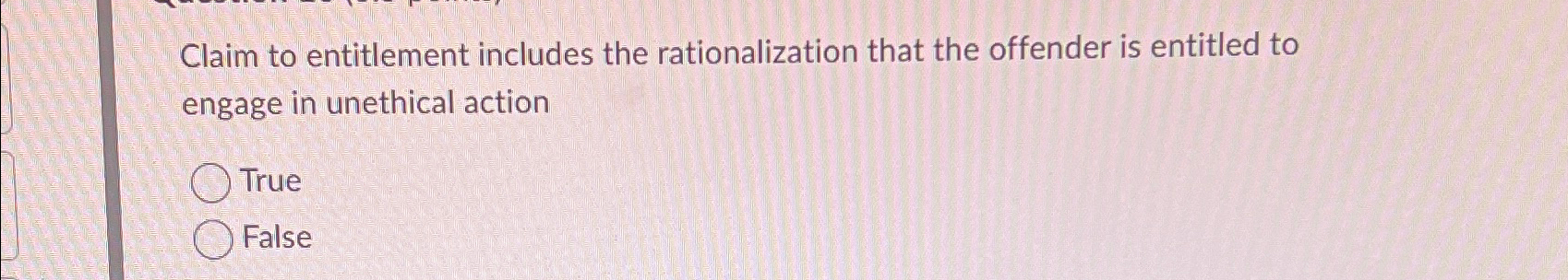Solved Claim to entitlement includes the rationalization | Chegg.com