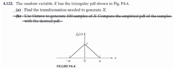Solved 4.122. The random variable X has the triangular pdf | Chegg.com