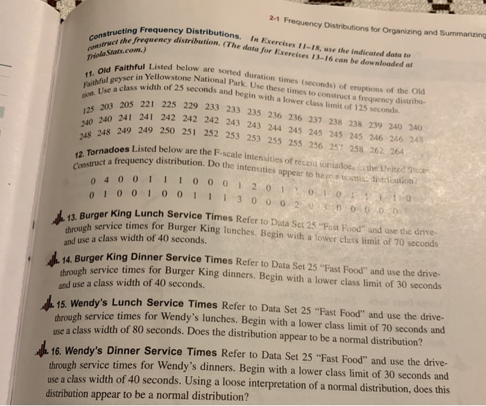 Solved 2-1 Frequency Distributions for Organizing and | Chegg.com