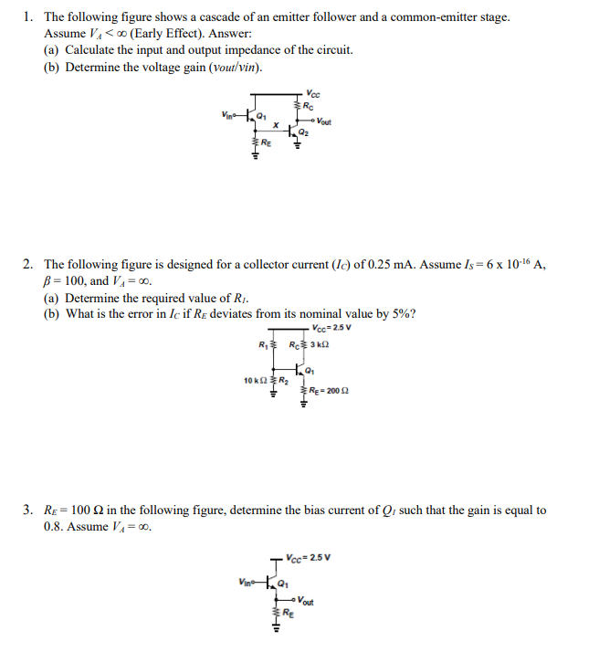 Solved The following figure shows a cascade of an emitter | Chegg.com