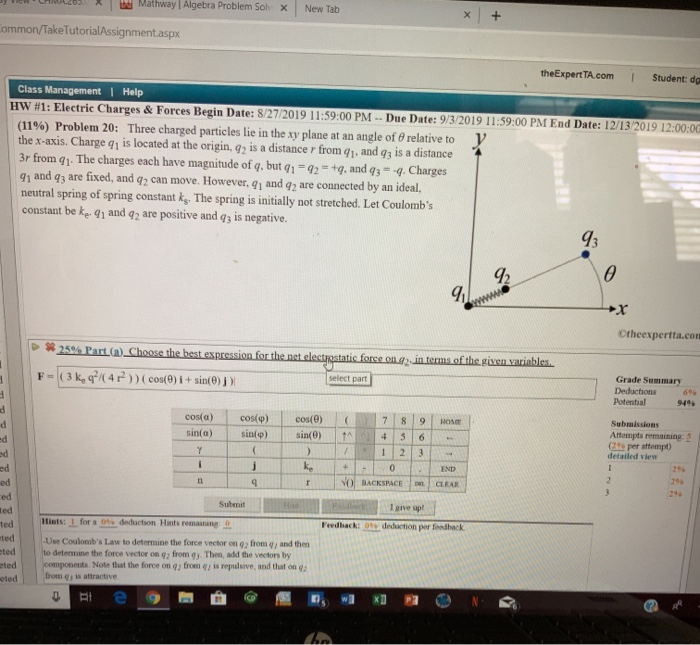 Solved ha Mathway Algebra Problem Soh X New Tab mmon/Take | Chegg.com
