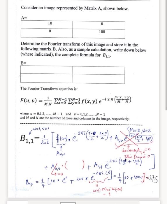 Solved Consider an image represented by Matrix A, shown | Chegg.com
