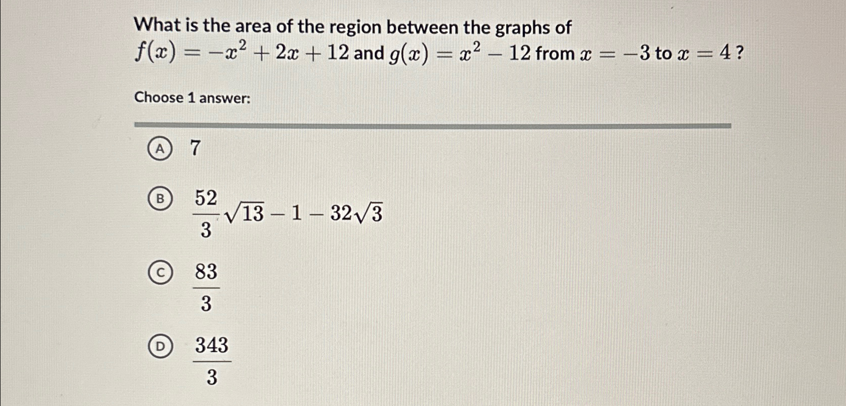 Solved What is the area of the region between the graphs of | Chegg.com
