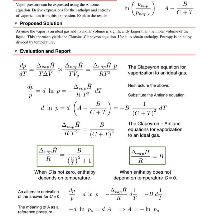 3. Review the Example - Antoine + Clapeyron | Chegg.com