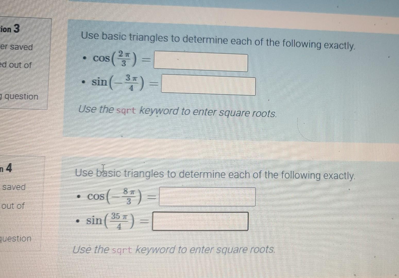 Solved ion 3 Use basic triangles to determine each of the | Chegg.com