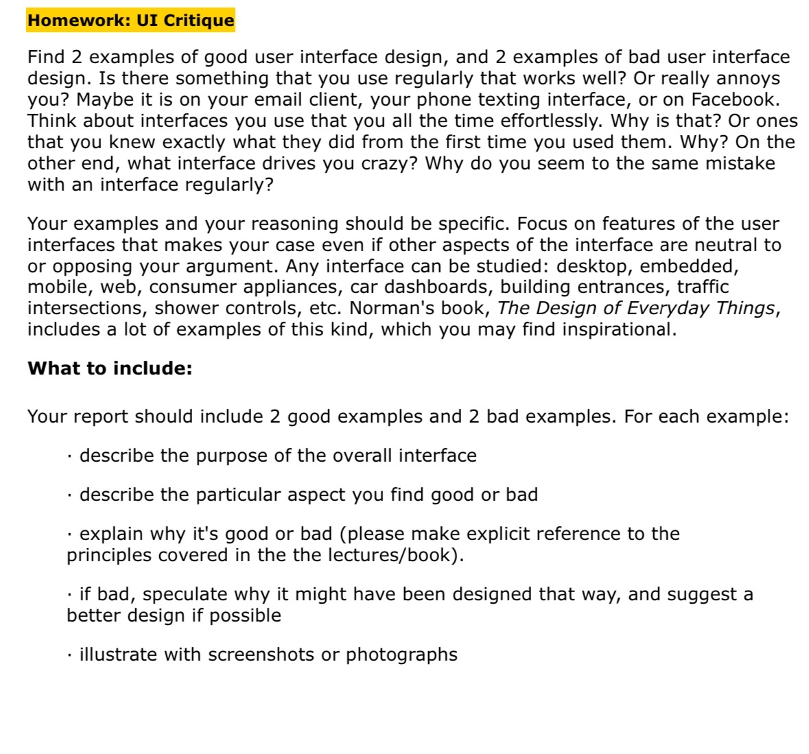 Solved Homework: UI CritiqueFind 2 ﻿examples of good user | Chegg.com
