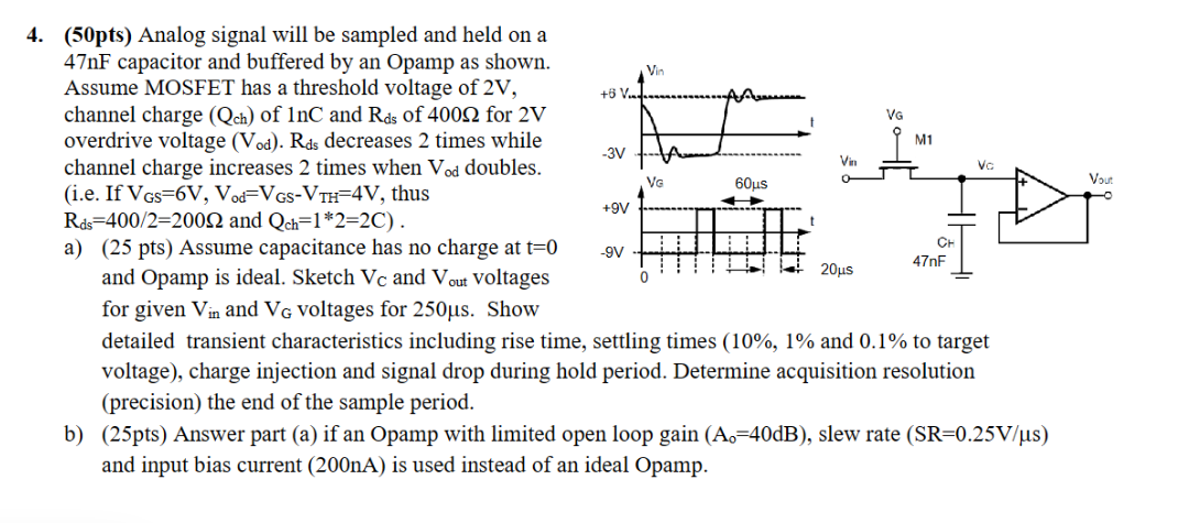 Solved (50pts) ﻿Analog signal will be sampled and held on | Chegg.com