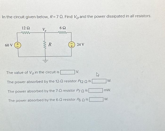 Solved In the circuit given below, R=70. Find Vand the power | Chegg.com