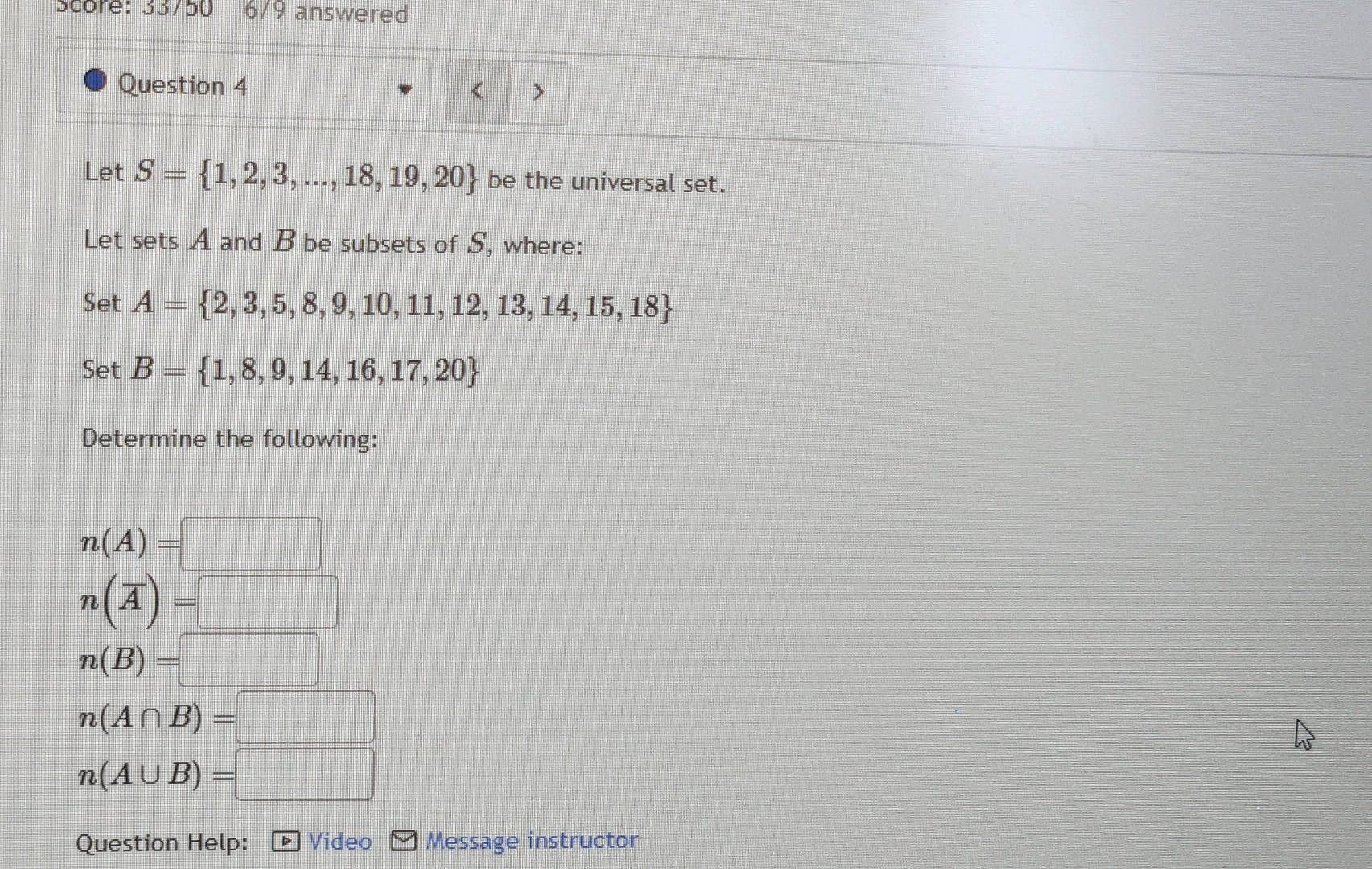 Solved Question 4Let S={1,2,3,dots,18,19,20} ﻿be the | Chegg.com