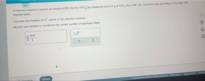 Solved A chemist prepares a solution of vanadium(III) | Chegg.com