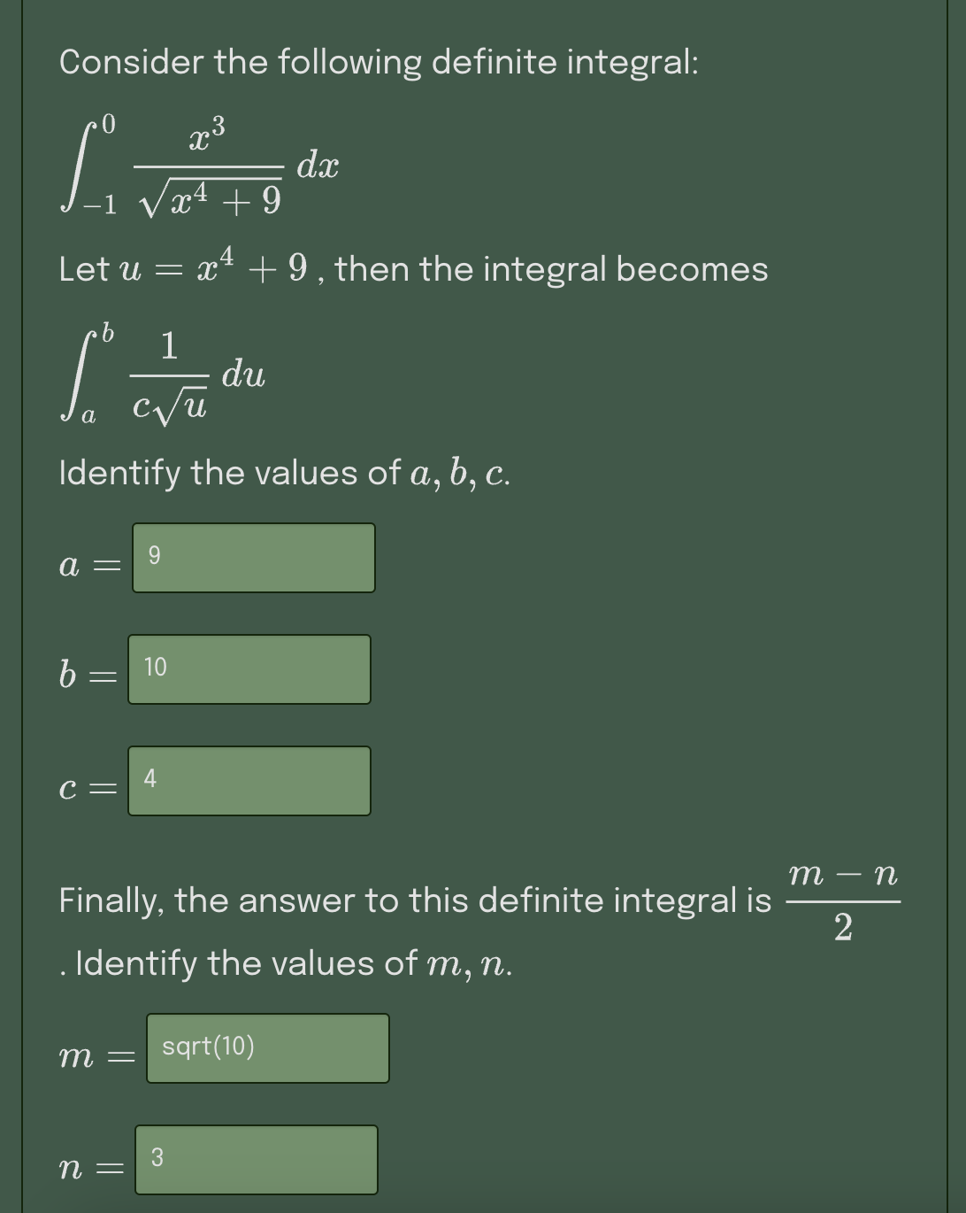 Solved Consider the following definite | Chegg.com
