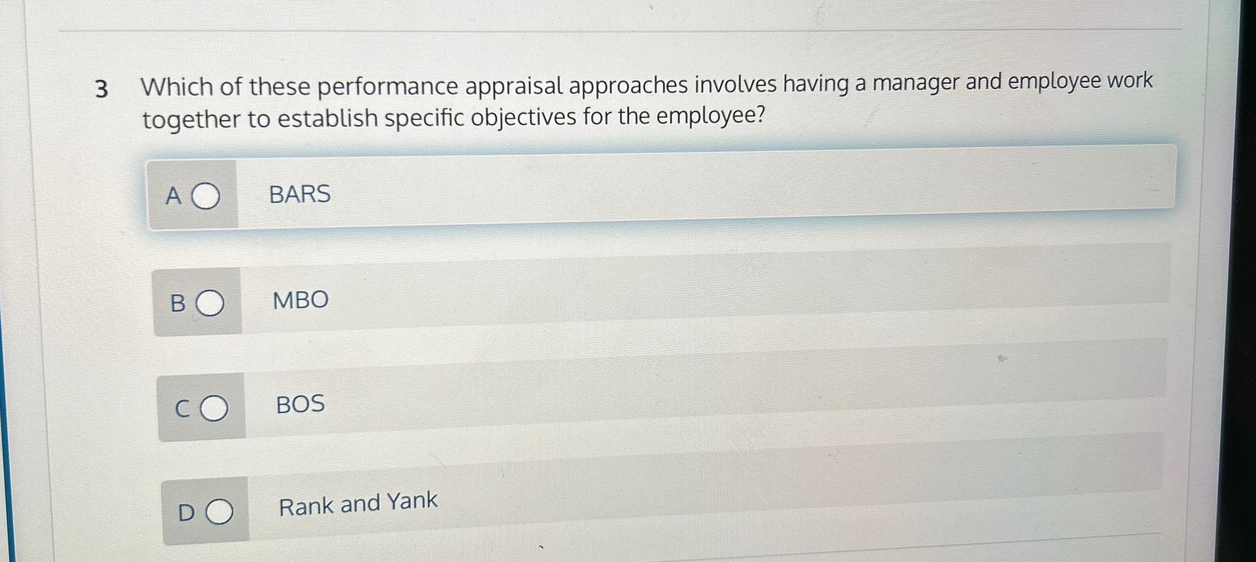 Solved 3 ﻿Which of these performance appraisal approaches | Chegg.com