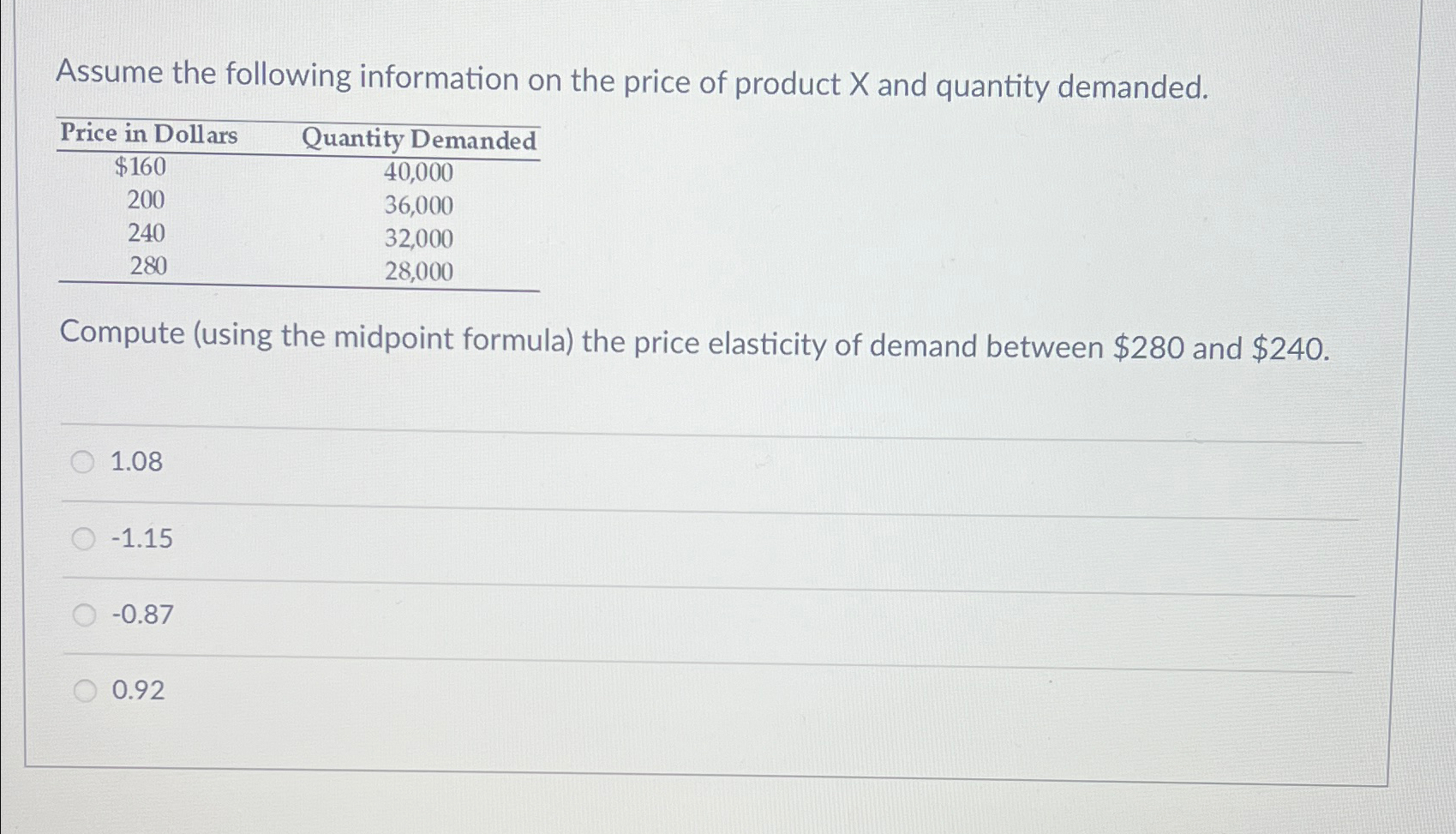 Solved Assume the following information on the price of | Chegg.com