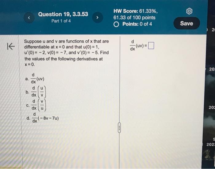 Solved Suppose u and v are functions of x that are | Chegg.com