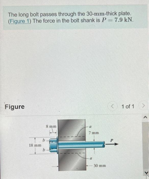 Solved The long bolt passes through the 30−mm-thick plate. | Chegg.com