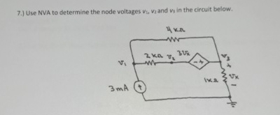 Solved 7.) ﻿Use NVA to determine the node voltages v1,v2 | Chegg.com