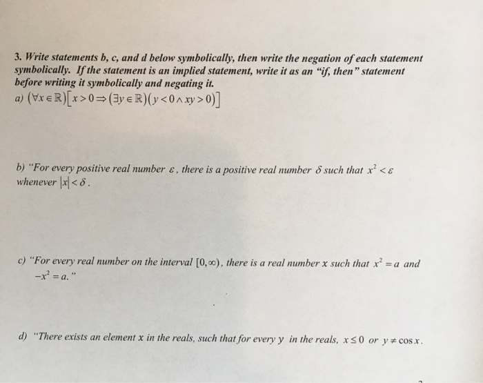 Solved 3 Write Statements B C And D Below Symbolically 4302