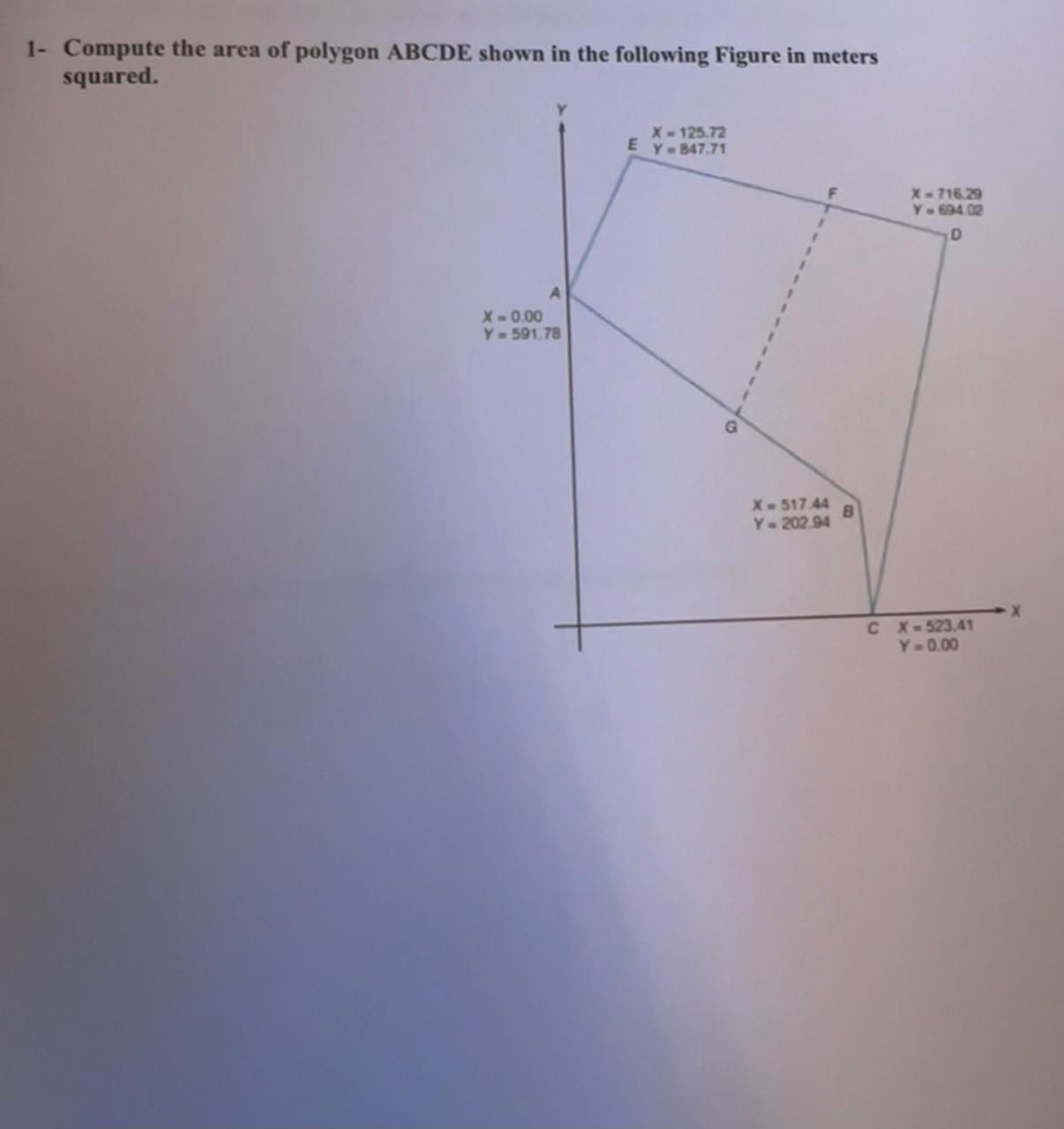 Solved 1- ﻿Compute the area of polygon ABCDE shown in the | Chegg.com