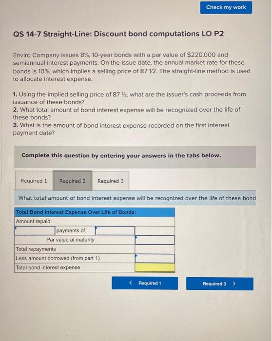 Solved QS 14-7 Straight-Line: Discount bond computations LO | Chegg.com