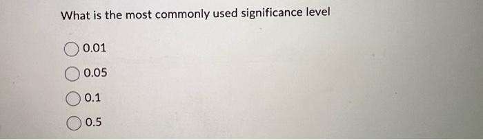 Solved What is the most commonly used significance level | Chegg.com