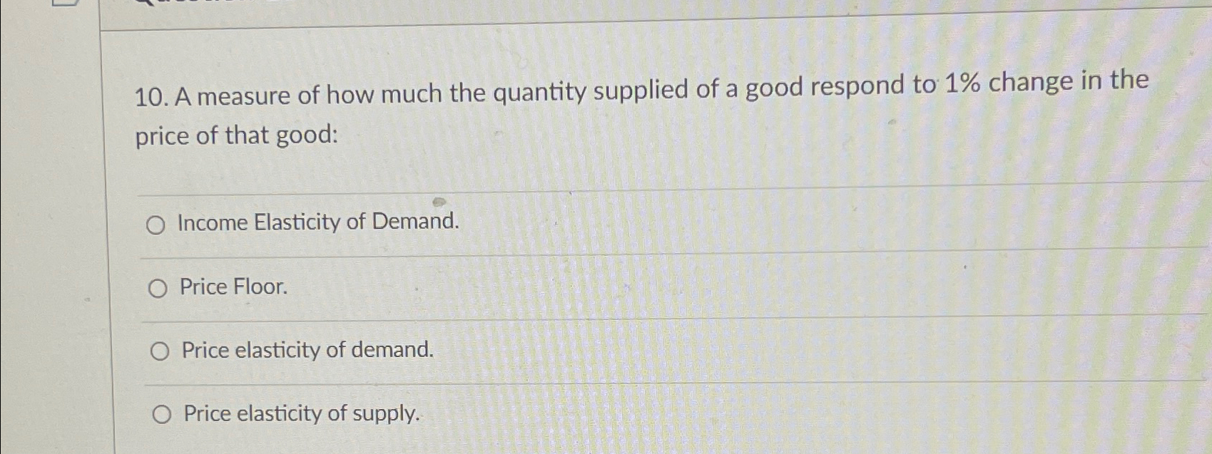 Solved A measure of how much the quantity supplied of a good | Chegg.com