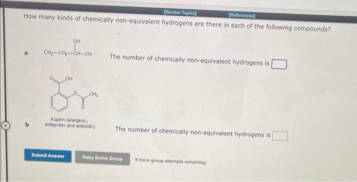 Solved How many kinds of chemically non-equivalent hydrogens | Chegg.com