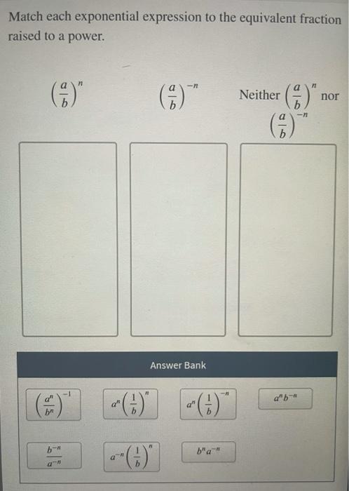 Solved Match each exponential expression to the equivalent | Chegg.com