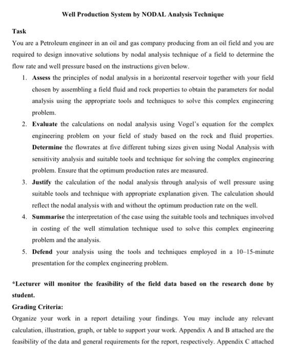 Solved Well Production System by NODAL Analysis Technique | Chegg.com