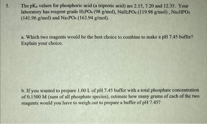 Solved The pKa values for phosphoric acid (a triprotic acid) | Chegg.com