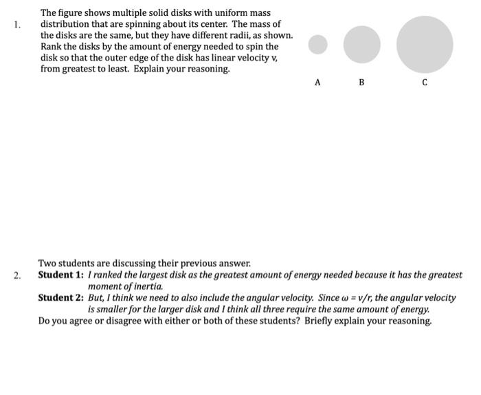 Solved The figure shows multiple solid disks with uniform | Chegg.com