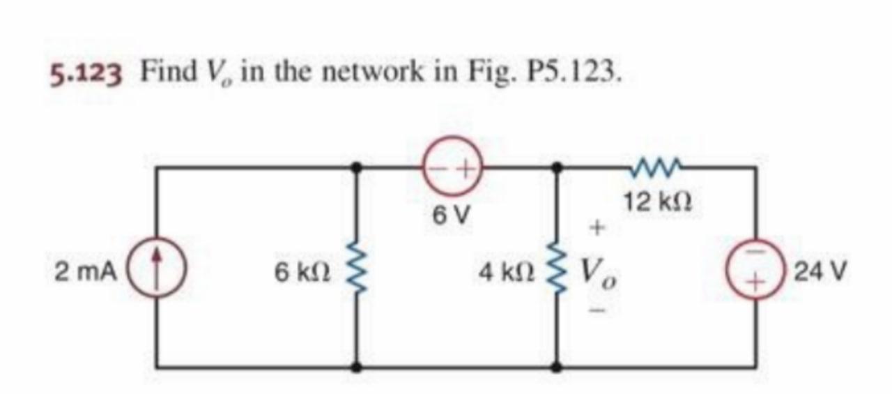 Solved 5.123 Find V, in the network in Fig. P5.123. 6V 12 ΚΩ | Chegg.com