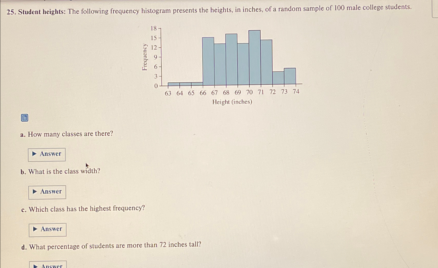 Solved Student heights: The following frequency histogram | Chegg.com