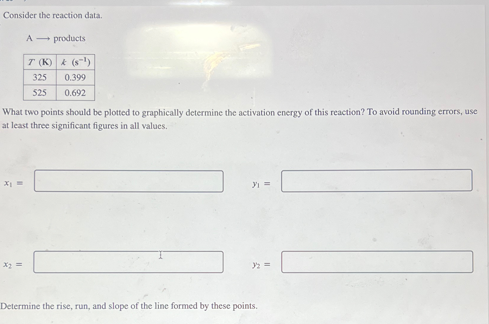 Solved Consider the reaction data.Alongrightarrow | Chegg.com