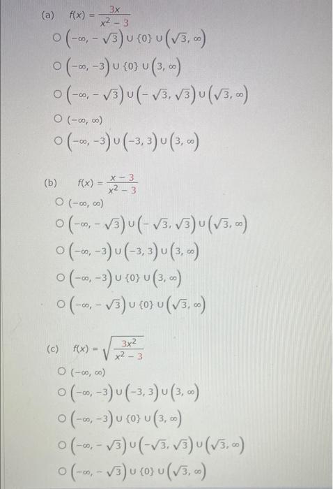 Solved Find the domain of each function. Two multiple choice | Chegg.com