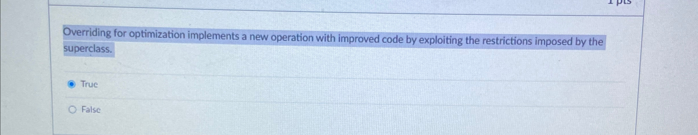 Solved Overriding for optimization implements a new | Chegg.com